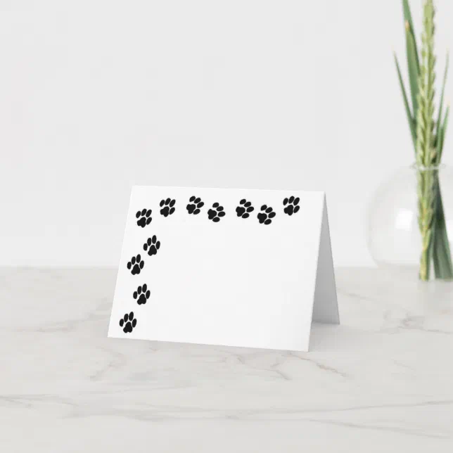 Black Paw Print Note Card | Zazzle