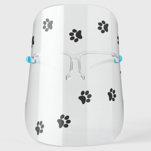 Black Paw Prints Face Shield | Zazzle