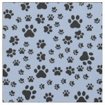 Light Blue Dog Paw Prints Pattern Fabric | Zazzle