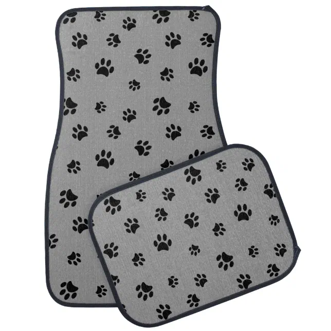 Black Paw Prints Pattern Car Mat | Zazzle