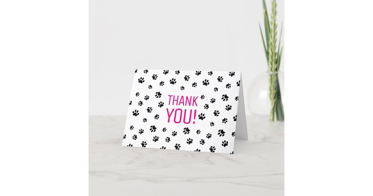 Black Paw Prints | Thank You Card | Zazzle.com