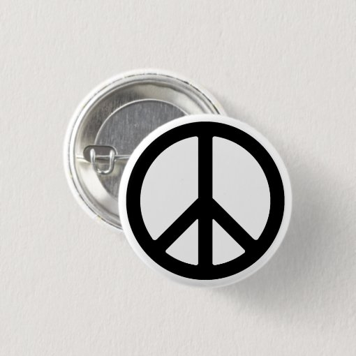 Black Peace Symbol Button | Zazzle