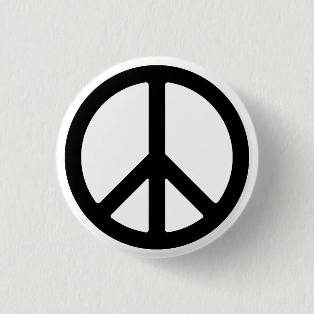 Black Peace Symbol Button | Zazzle