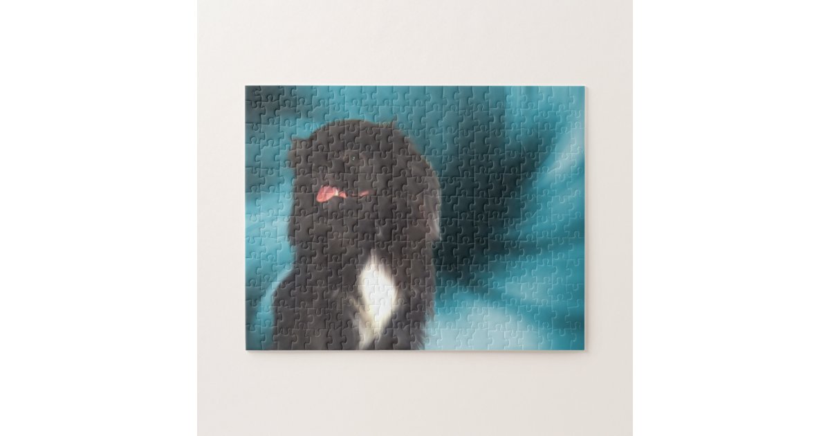 Black Pekingese Blue Swirls Dog Art Jigsaw Puzzle | Zazzle