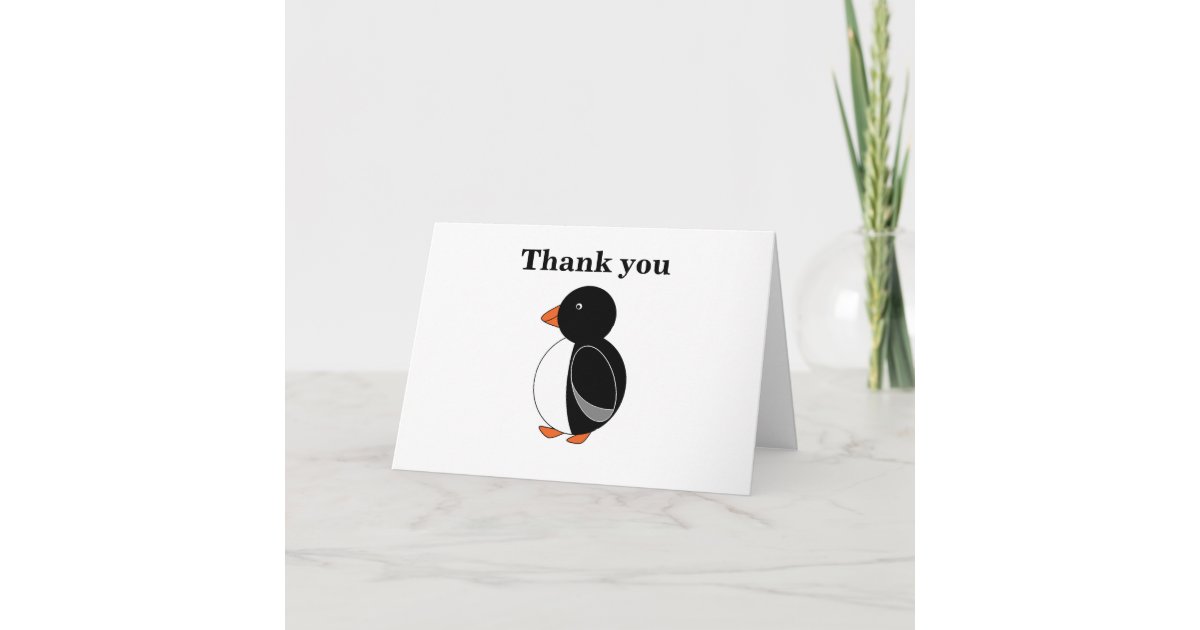 Black penguin thank you card | Zazzle