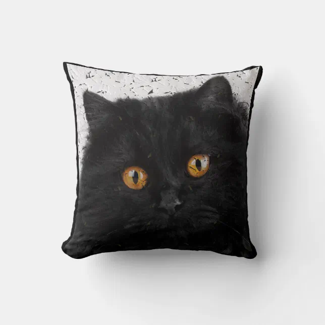 Black Persian Cat Face Throw Pillow | Zazzle