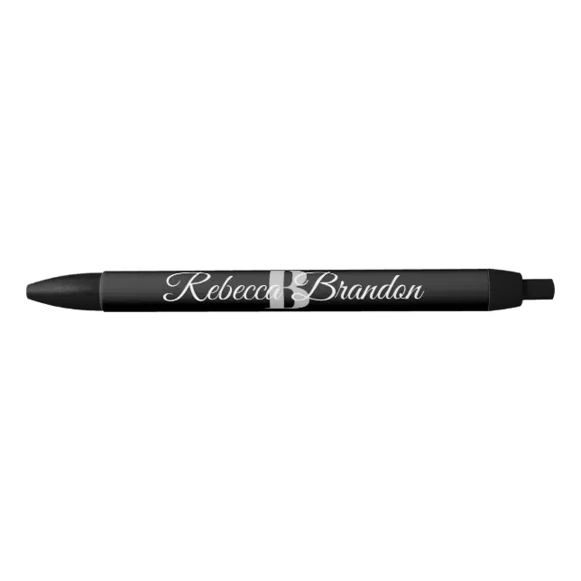 Black Personalised Monogrammed Name Pen | Zazzle