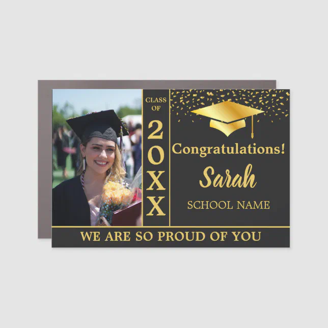 Black Personalized Congratulations Class Of 2023 Car Magnet | Zazzle