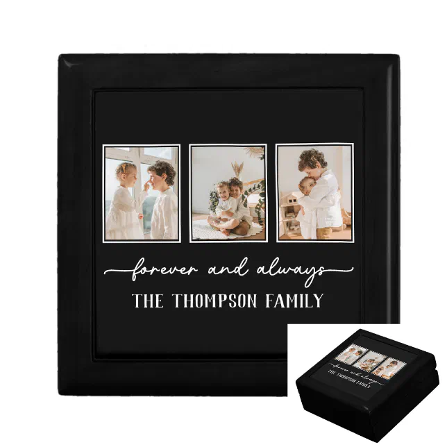 Black Personalized Custom Photo Collage Keepsake Gift Box | Zazzle
