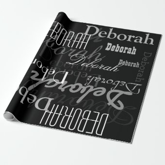 Black Personalized Name Pattern, a Modern Wrapping Paper | Zazzle