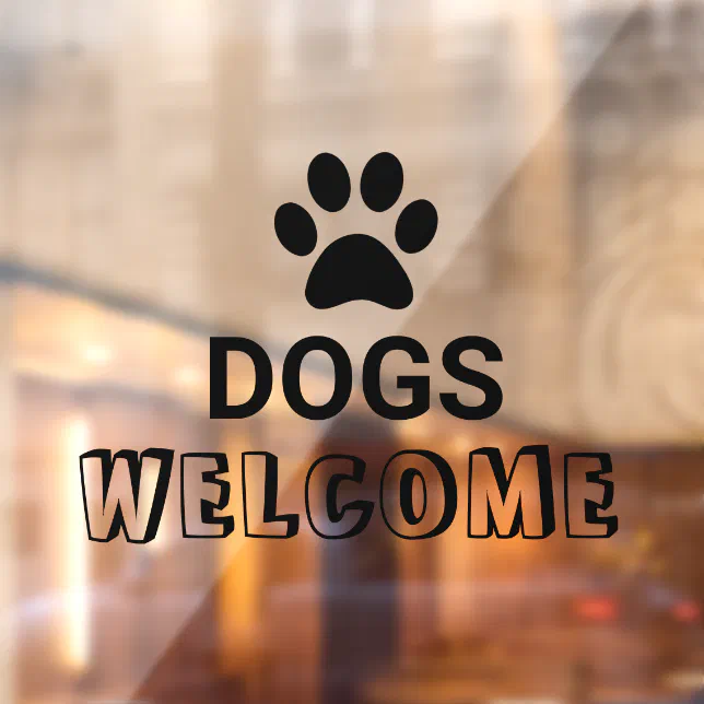 Black Pet Paw Dogs Welcome Window Cling | Zazzle