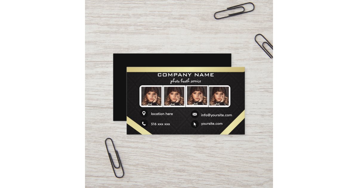 Black photo booth business card | Zazzle