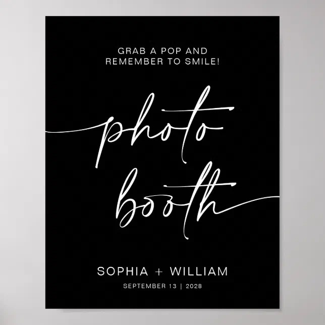 Black Photo booth | simple remember to smile sign | Zazzle