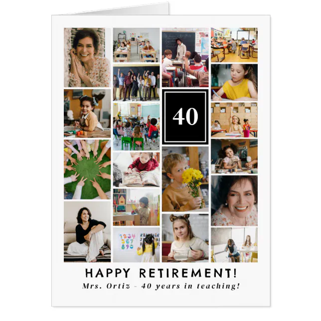 Black Photo Collage Happy Retirement Big Card | Zazzle