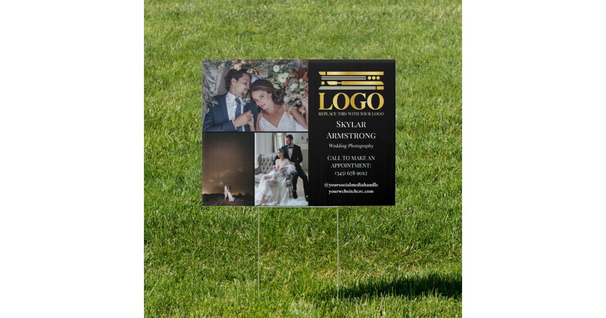 Black Photo Collage Logo Professional Photographer Sign | Zazzle