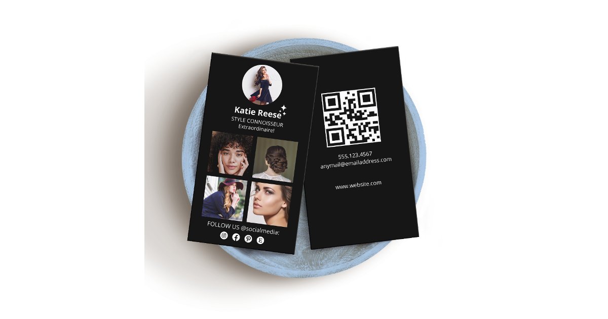 Black Photo Social Media Influencer Business Card | Zazzle