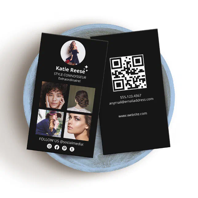 Black Photo Social Media Influencer Business Card | Zazzle