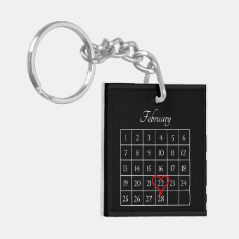 Black Photo Wedding Date Personalized Calendar Keychain | Zazzle