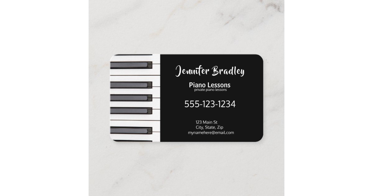 Black Piano Teacher Business Cards | Zazzle