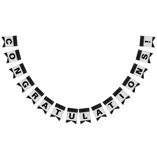 black pin stripe with silver congratulations bunting flags | Zazzle.com