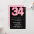Black Pink 34th birthday invitations Balloon Glam | Zazzle