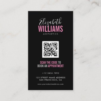 Black Pink Beauty Salon QR Code Loyalty & Business Card | Zazzle
