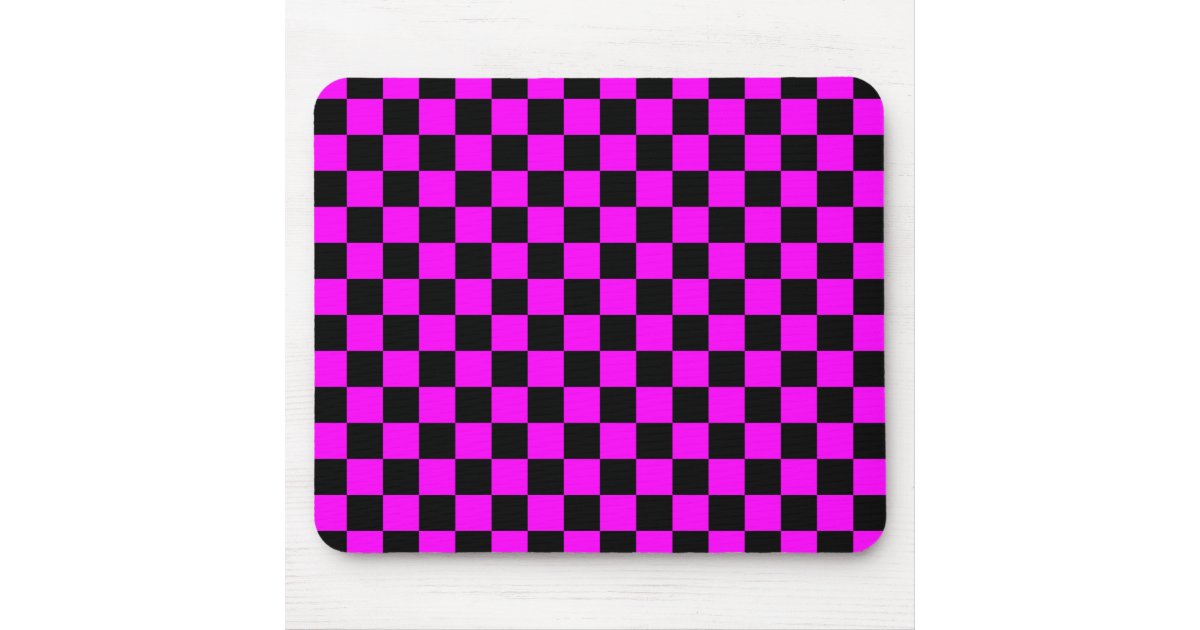Black + Pink Check Checkered Checkerboard Pattern Mouse Pad | Zazzle