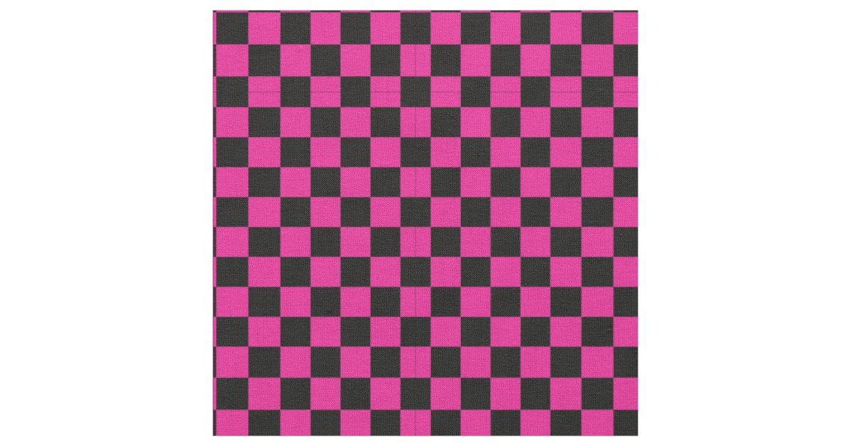 Black & Pink Checker Pattern Fabric | Zazzle