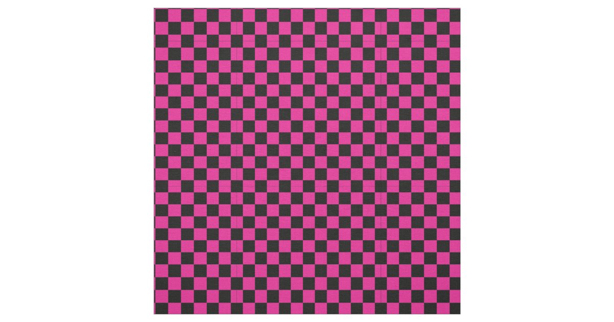 Black & Pink Checker Pattern Fabric | Zazzle