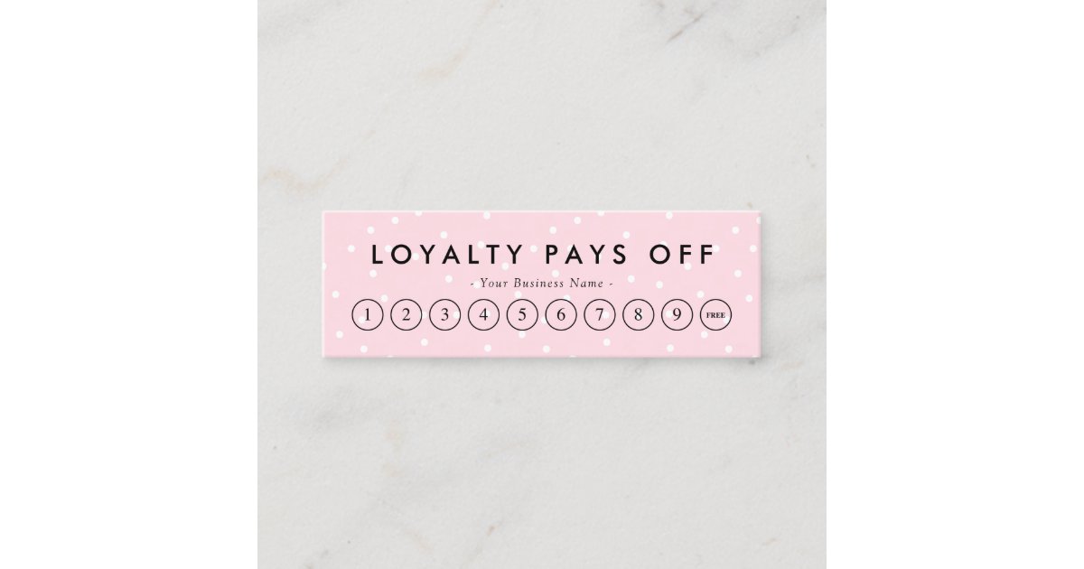 Black & Pink Dots Loyalty Punch Card | Zazzle