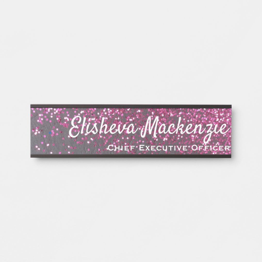 Black & Pink Glitter Girly Office Door Signs Sign | Zazzle