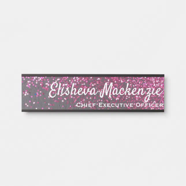 Black & Pink Glitter Girly Office Door Signs Sign | Zazzle