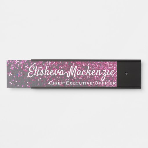 Black & Pink Glitter Girly Office Door Signs Sign | Zazzle