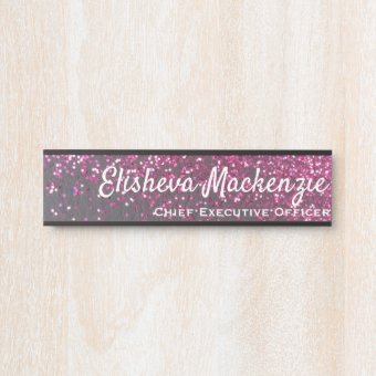 Black & Pink Glitter Girly Office Door Signs Sign | Zazzle