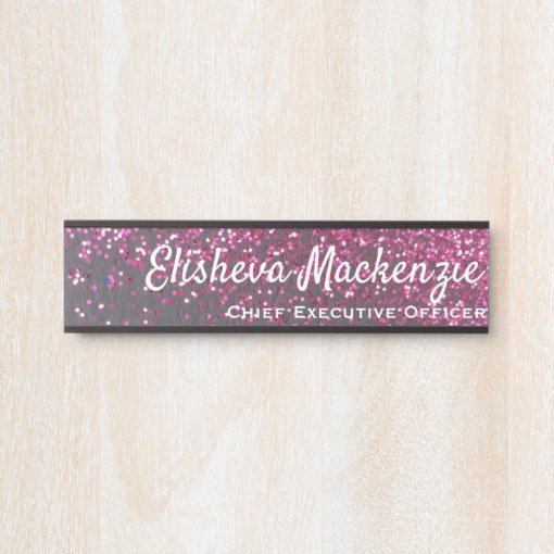 Black & Pink Glitter Girly Office Door Signs Sign | Zazzle