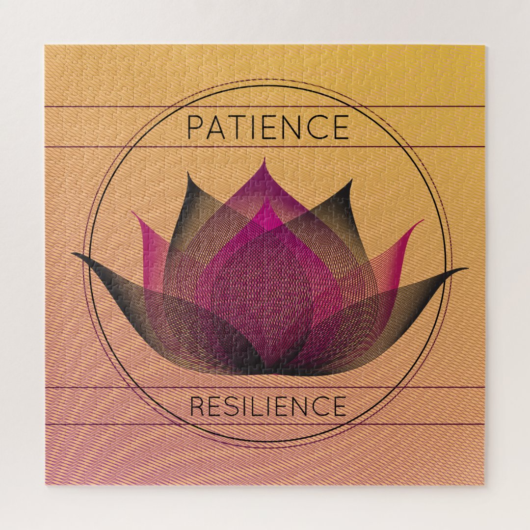Black Pink Lotus Patience Resilience Floral Symbol Jigsaw Puzzle | Zazzle