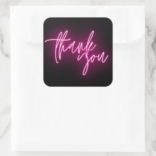 Black Pink Neon Sign Small Business Discount Square Sticker | Zazzle