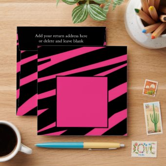 Black Pink Zebra Print Envelope Template | Zazzle