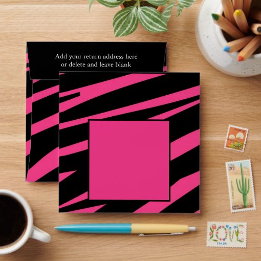 Black Pink Zebra Print Envelope Template | Zazzle