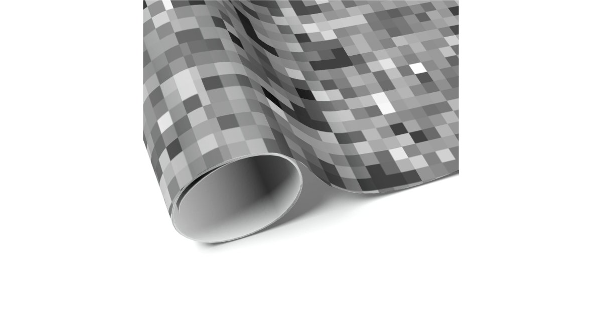 Black Pixel Mosaic Gift Wrap | Zazzle