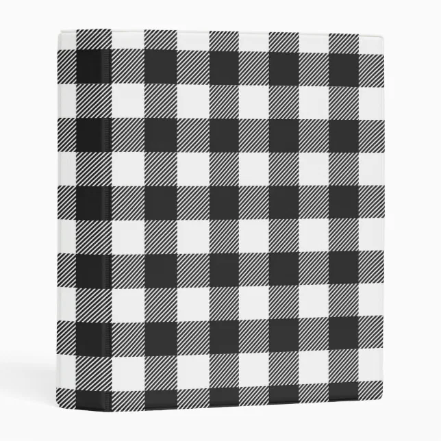 Black Plaid Buffalo Check Pattern Mini Binder | Zazzle