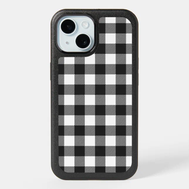 Black Plaid Buffalo Check Pattern Otterbox iPhone Case | Zazzle