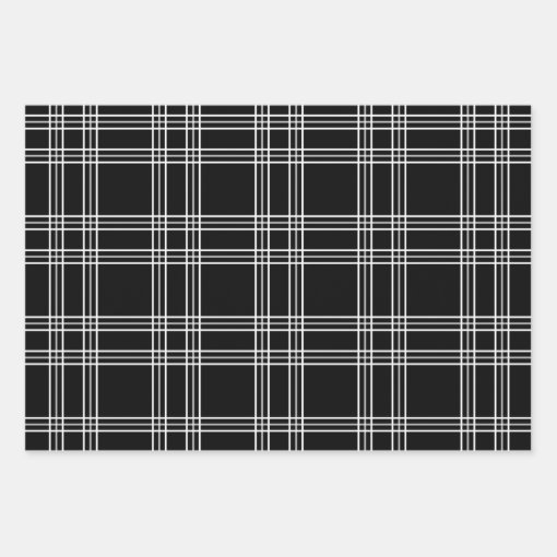 Black Plaid Tartan Wrapping Paper Sheets | Zazzle