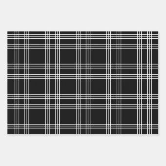 Black Plaid Tartan Wrapping Paper Sheets | Zazzle