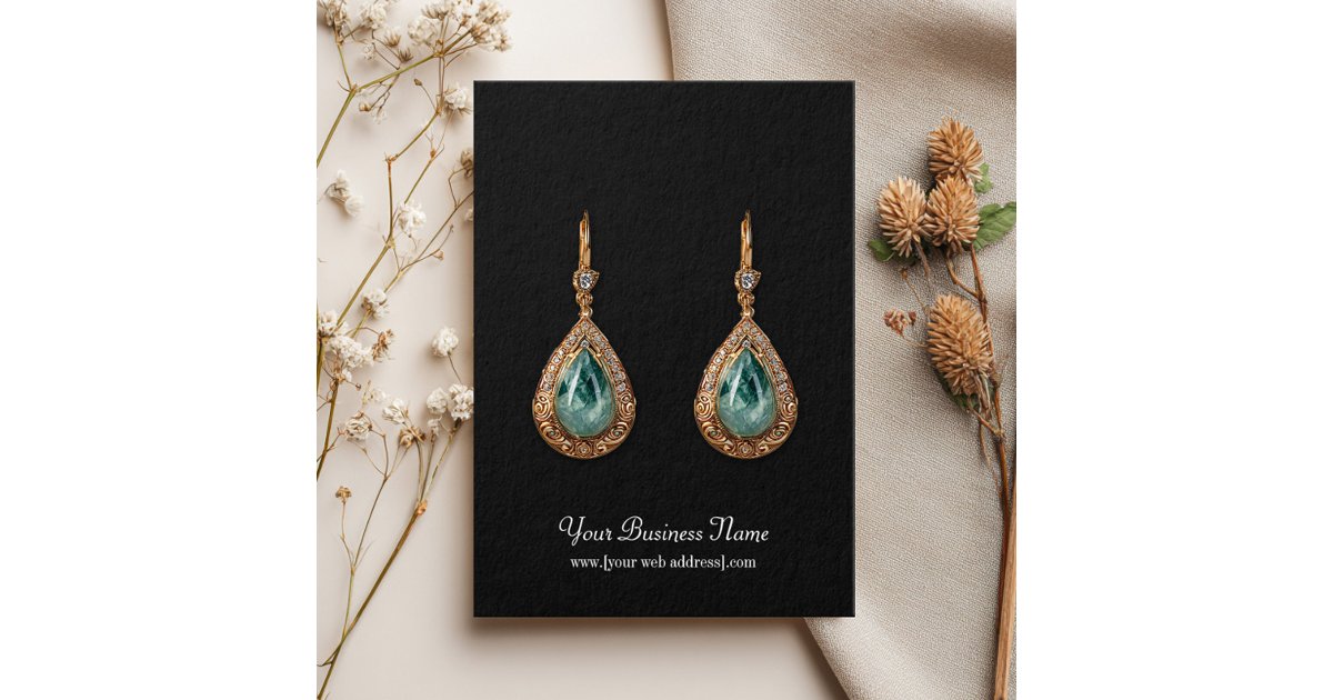 Black Plain Simple Custom Earring Card | Zazzle