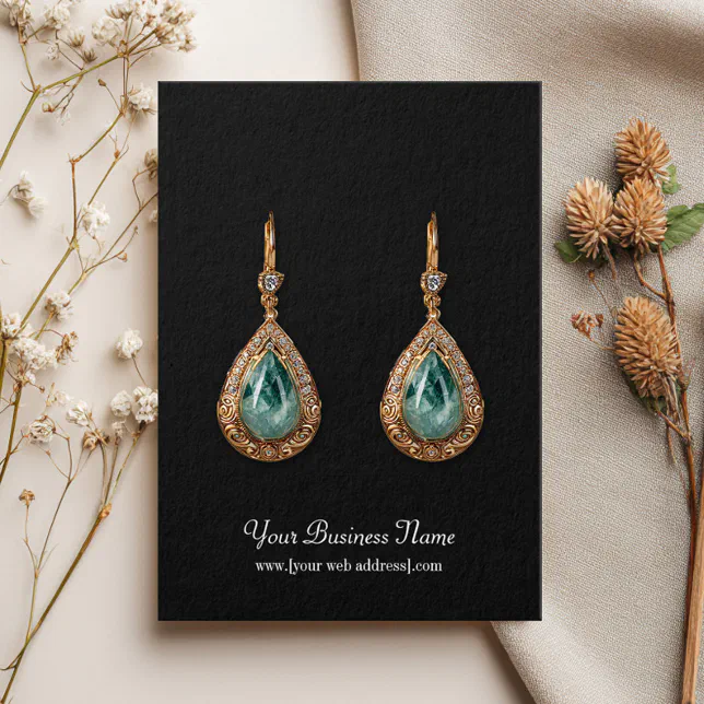 Black Plain Simple Custom Earring Card | Zazzle