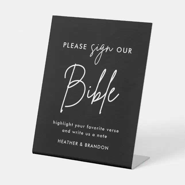 Black Please Sign Our Bible Wedding Guestbook | Zazzle