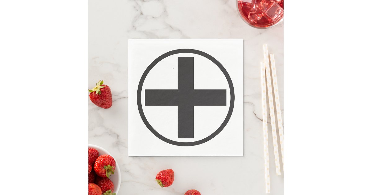 Black Plus Sign Paper Napkins | Zazzle