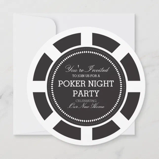 Black Poker Chip Game Night Party Invitation | Zazzle