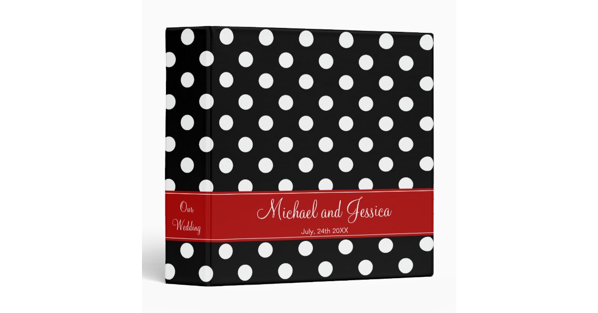 Black Polka Dot and Red Personalized Wedding Binder | Zazzle